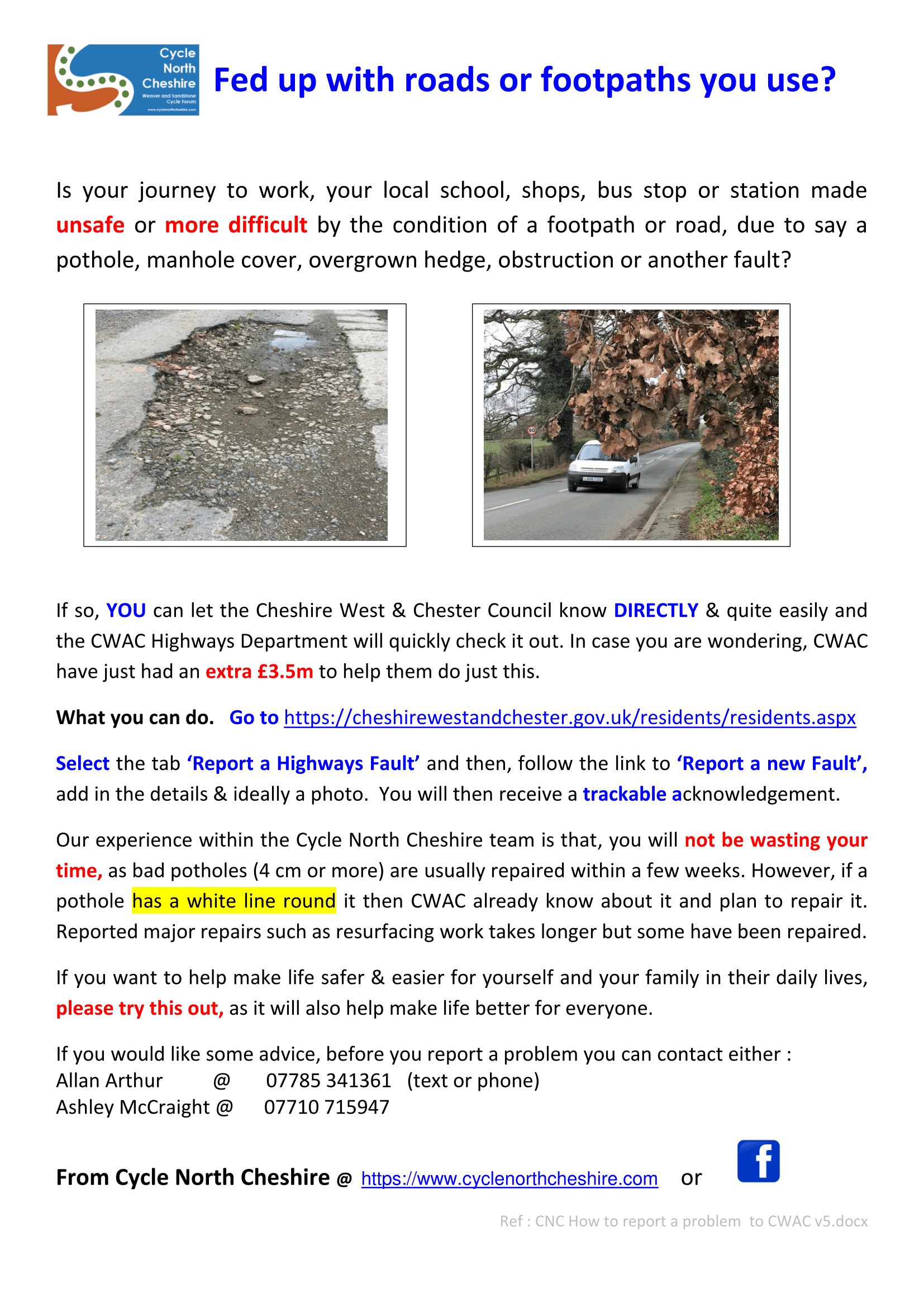 How to report potholes and faults - Frodsham Town Council