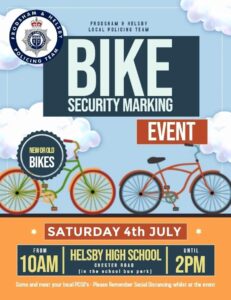 Bike Security Marking - 4 July - Frodsham Town Council