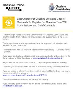 Cheshire Police Crime Commissioner & Chief Constable Question Time - Frodsham Town Council