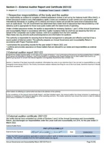 Section 3 – External Auditor Report and Certificate 2021/22 - Frodsham ...